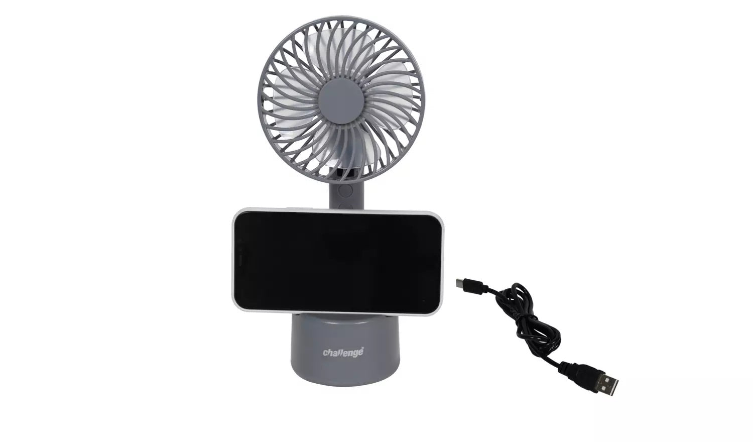 Challenge Grey Hand Held Desk Fan With Dock - 4 Inch – GED Outlet