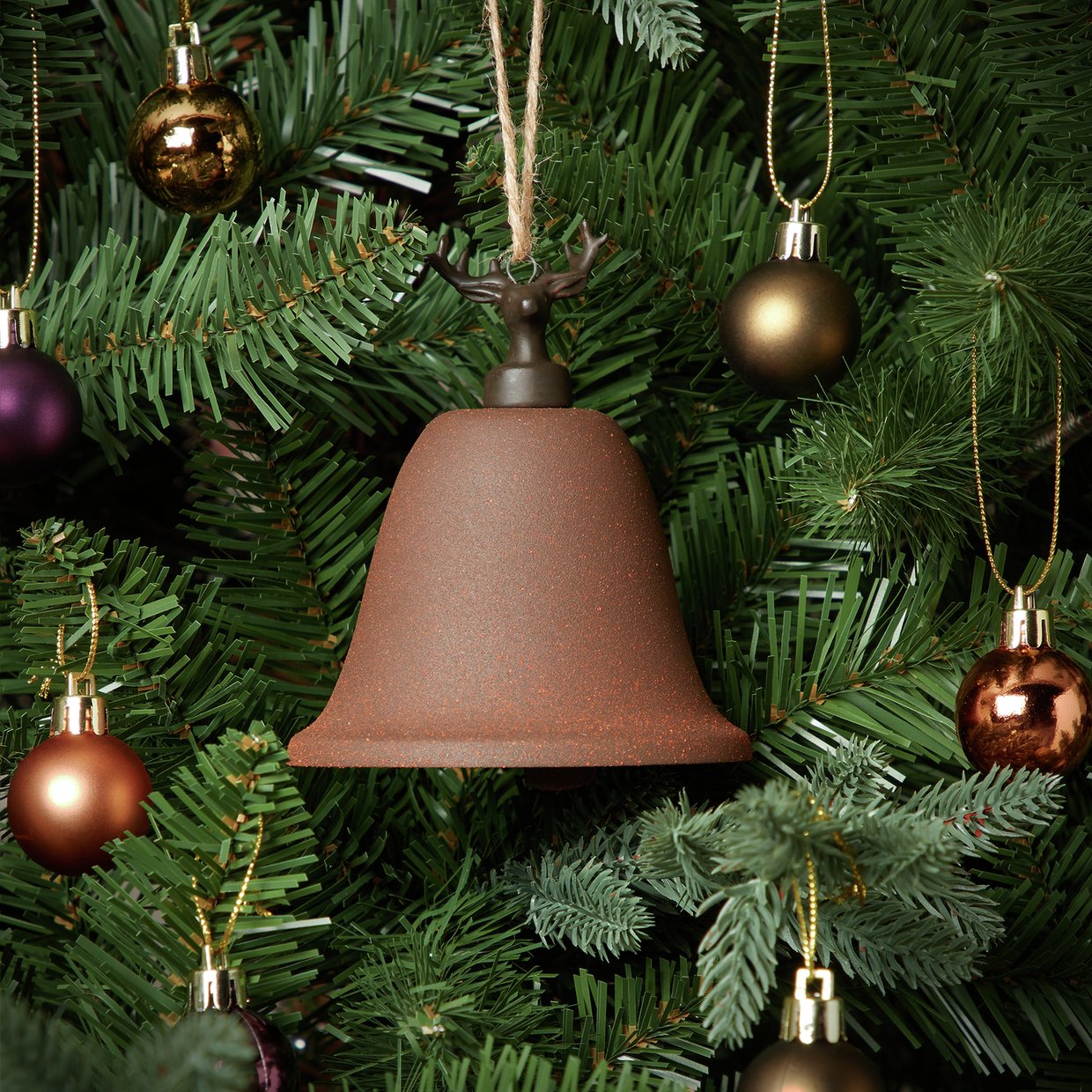 Habitat Metal Stag Cap Bell Christmas Tree Decoration - Brown – GED Outlet