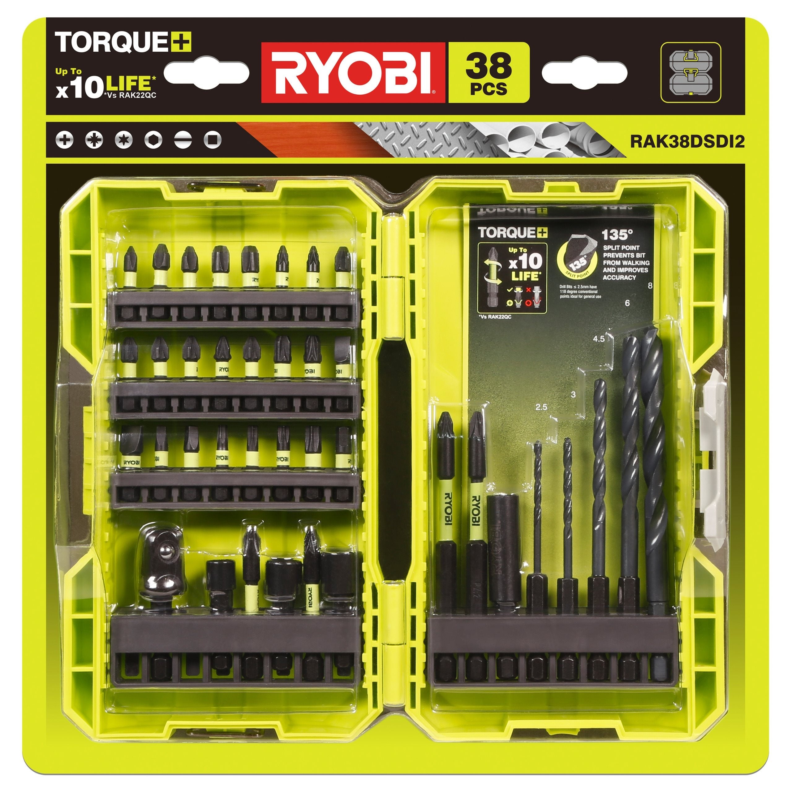 Ryobi RAK38DSDI2 Impact rated Mixed Drilling Screwdriving Bit Set 38 piece