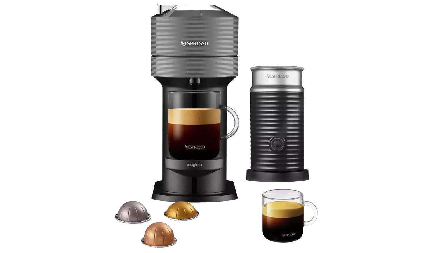 Nespresso Vertuo Next Pod Coffee Machine Bundle Magimix Grey – GED Outlet