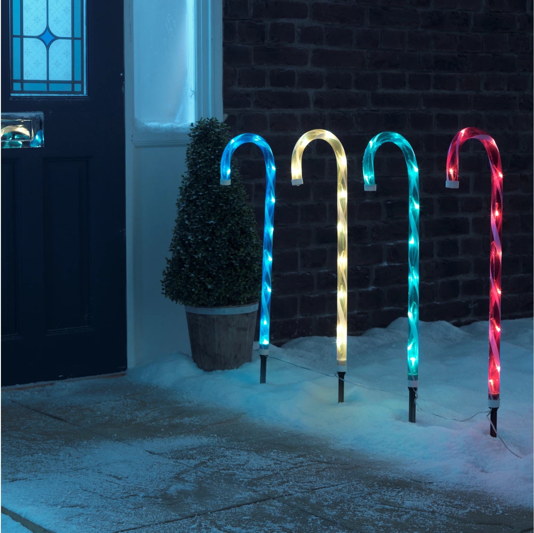 Habitat Pack of 4 Candy Cane Path Finder Lights Outdoor Christmas Deco ...